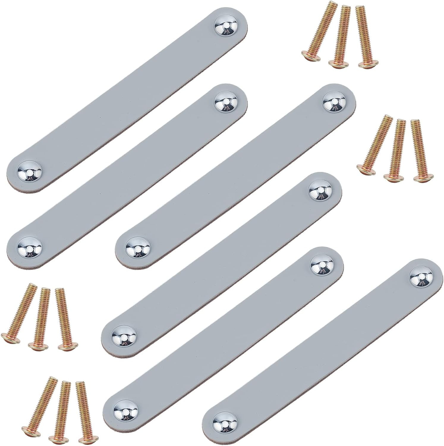 6 Set 6Pcs Leather Drawer Pull 6.7" Leather Furniture Handle Dresser ...