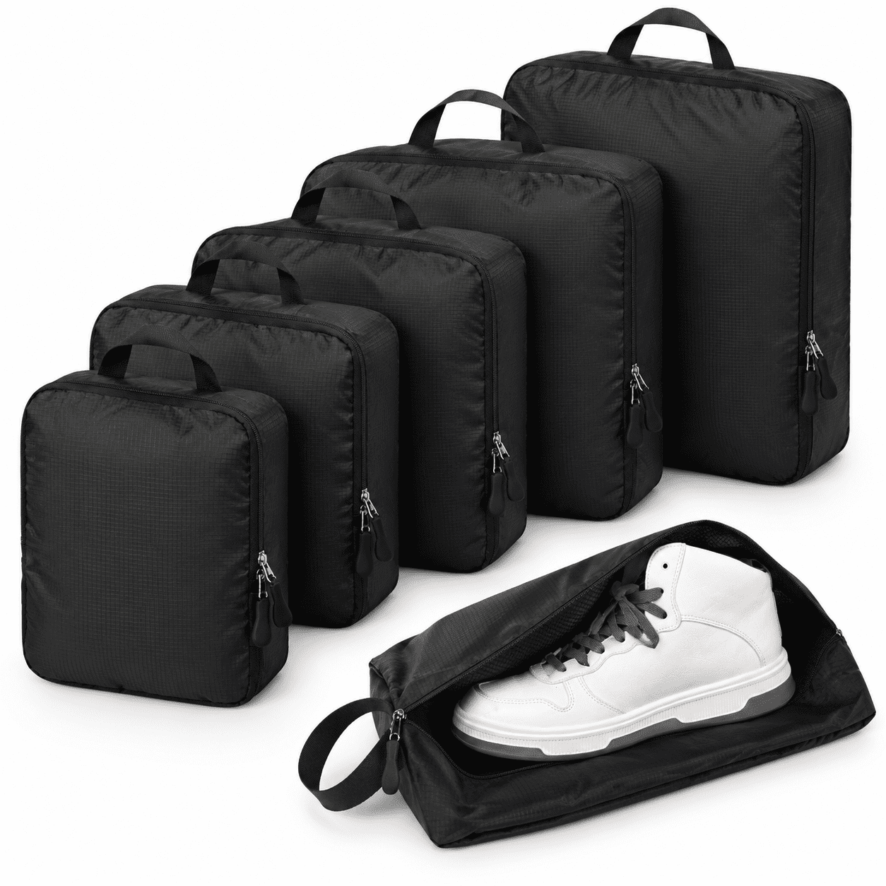 6 Set Black70D Cloth Pattern Ultralight Travel Packing Cubes Luggage ...
