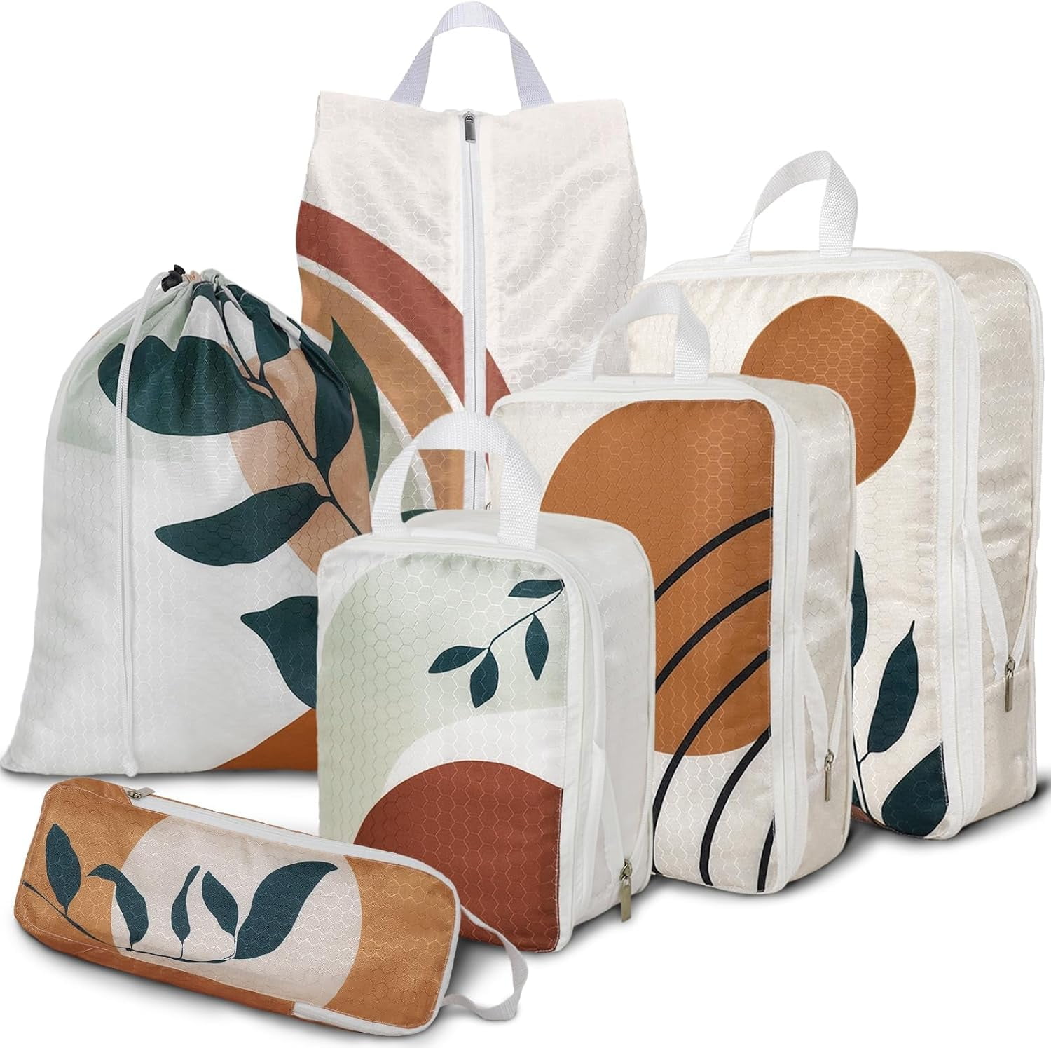 6 Set Boho Compression Packing Cubes Compressed Storage Bags for Carry ...