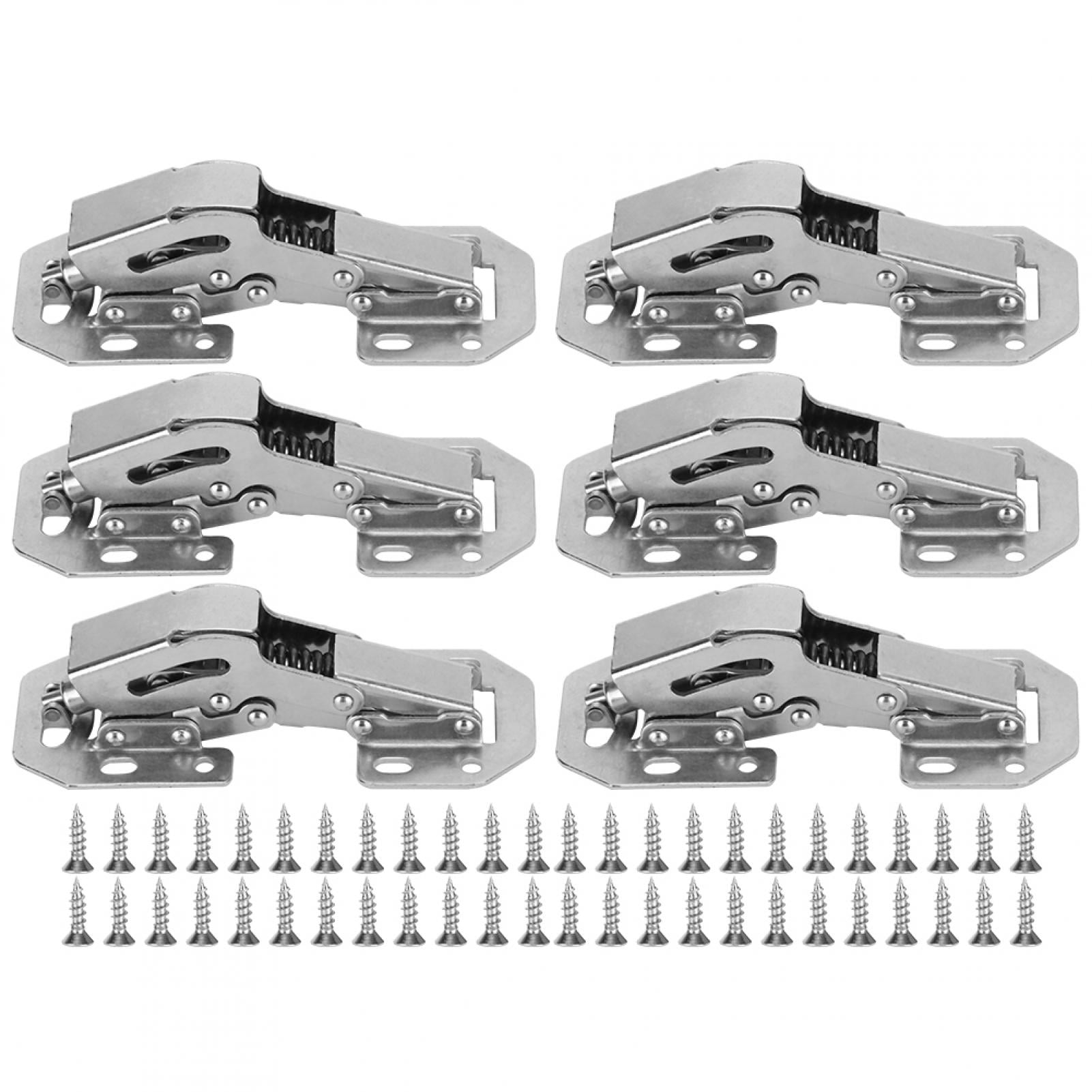 6 Set Cabinet Hinges Buffer Damping Hole‑Free Wardrobe Door Hinges Iron ...