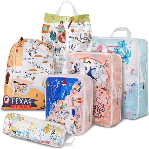 6 Set Compression Packing Cubes Compressed Storage Bags for Carry on ...