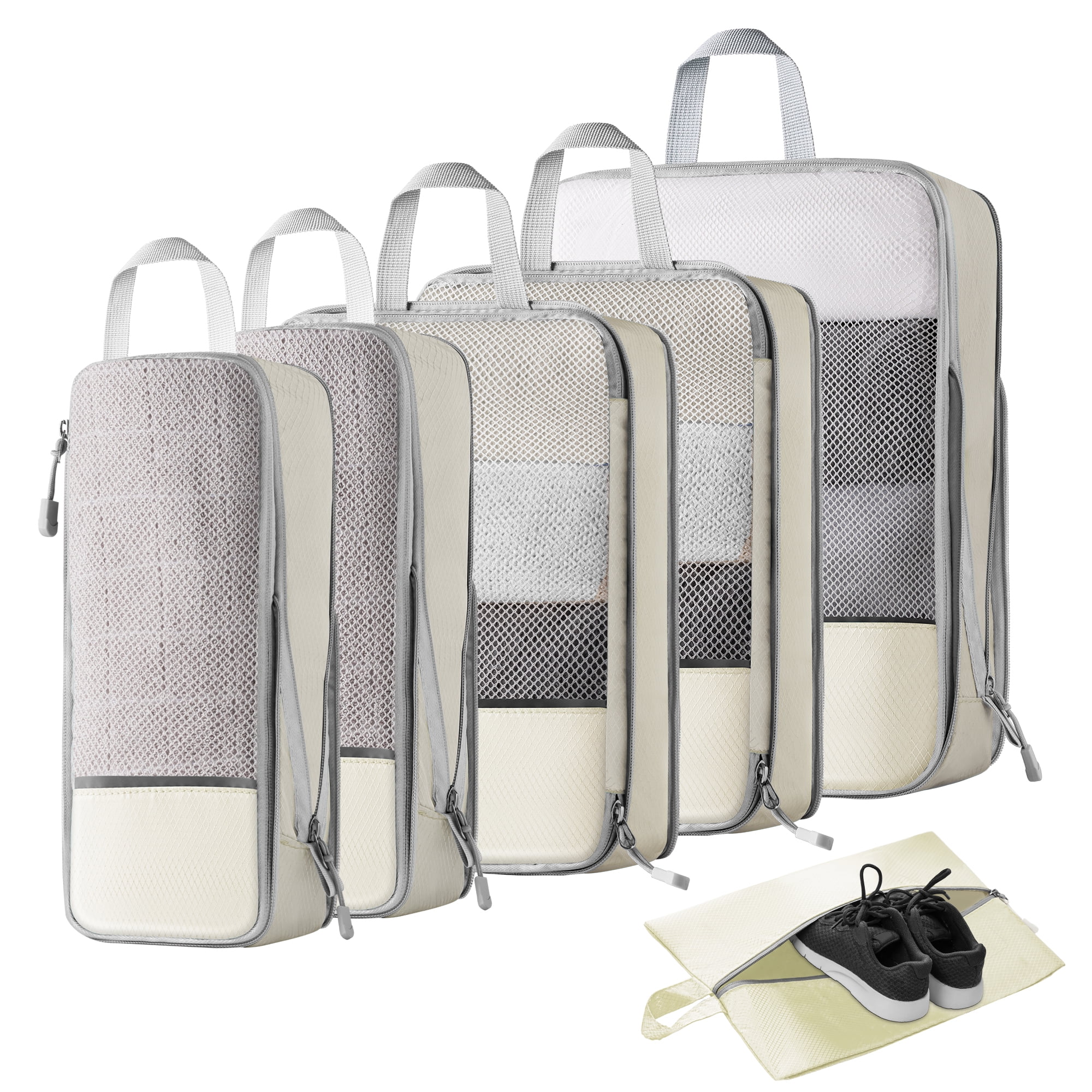 6 Set Compression Packing Cubes for Suitcases, Extensible Travel ...