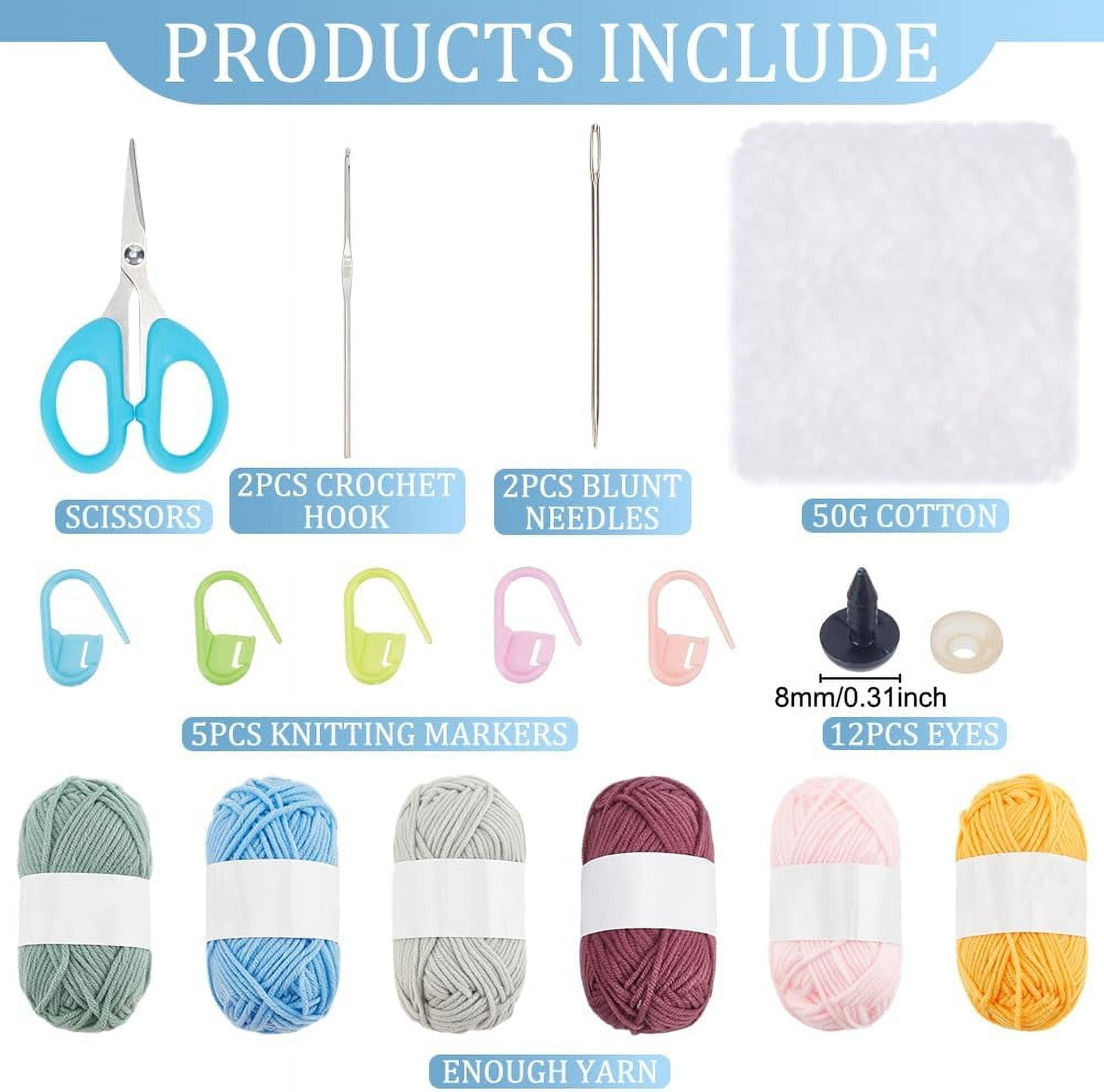 6 Set Crochet Kit 2 Lovable Jellyfish Styles 6 Colors Crochet Yarn Crochet Animal Kit with Video ...