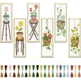 6 Set Cross Stitch Bookmark Kit Flowers Patterns Stamped Embroidery ...