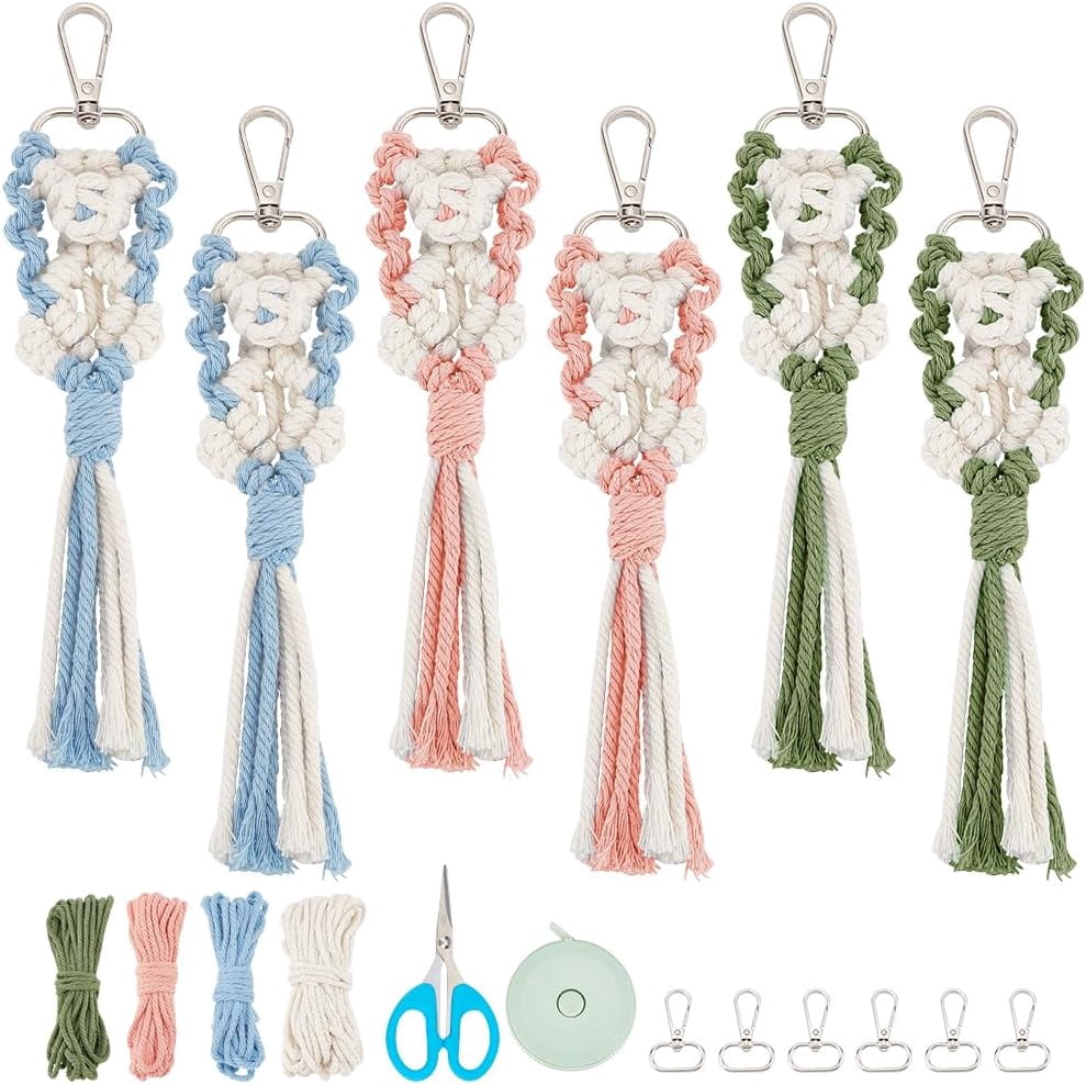 6 Set DIY Flower Lace Macrame Keychain Kit Macrame Kit for Beginners ...