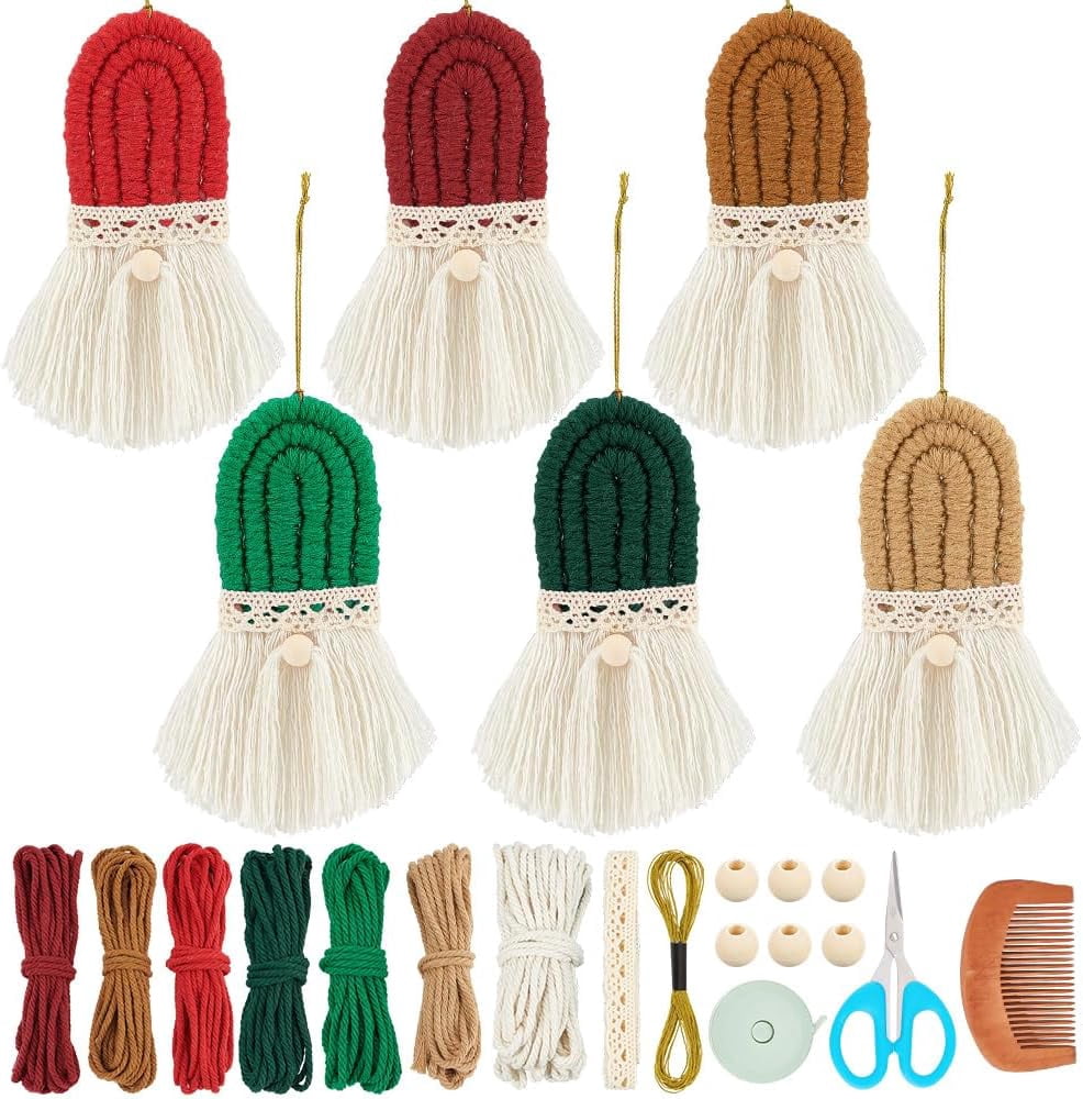 6 Set DIY Macrame Gnomes Santa Claus Kit DIY Macrame Gnomes Hanging Kit ...