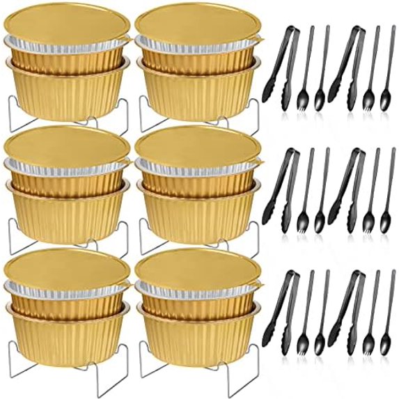 6 Set Disposable Chafing Dishes Buffet Set Gold Chafer Wire Racks Stand ...