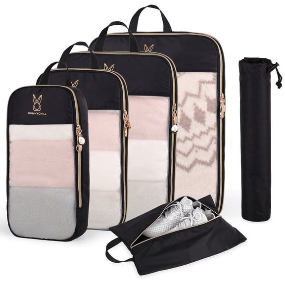 Compression Packing Cubes Travel Clothing Storage Bags Expandable ...