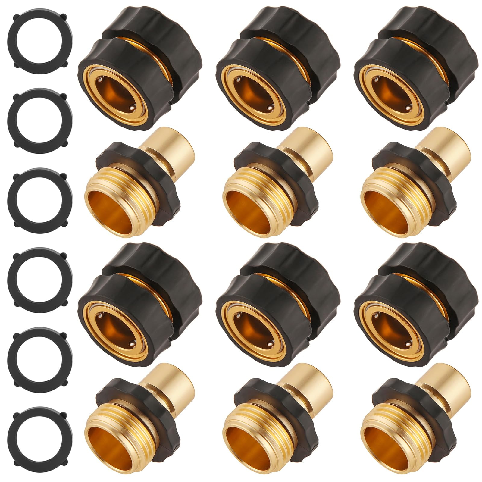 6 Set Garden Hose Quick Coupler, 3/4 Inch GHT Male Female Quick Connect ...