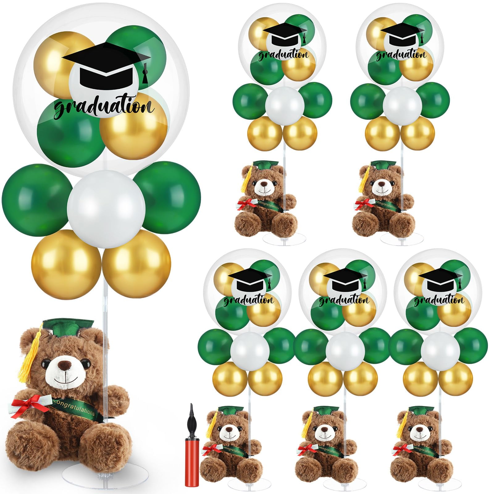 6 Set Graduation Balloon Table Centerpiece with Graduate Bear Base ...