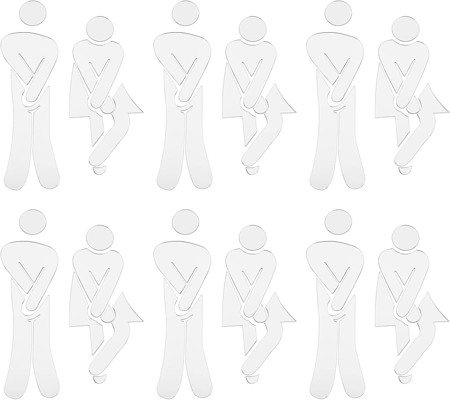 6 Set Men's and Women's Bathroom Sign Silver Restroom Signs DIY ...