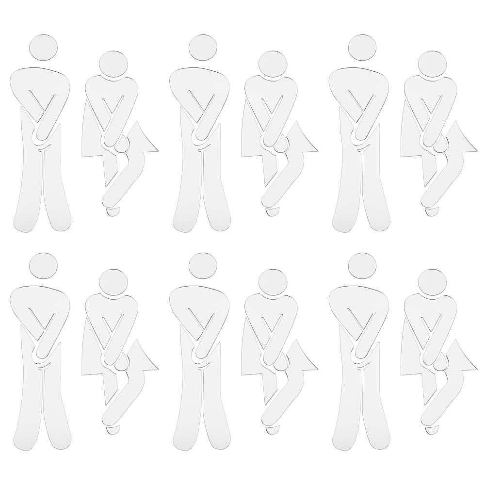 6 Set Men's and Women's Bathroom Sign Silver Restroom Signs DIY ...