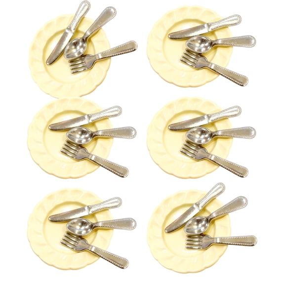 6 Set Miniature Cutlery Set For 1/12 Scale Doll House Dining Room Scene ...