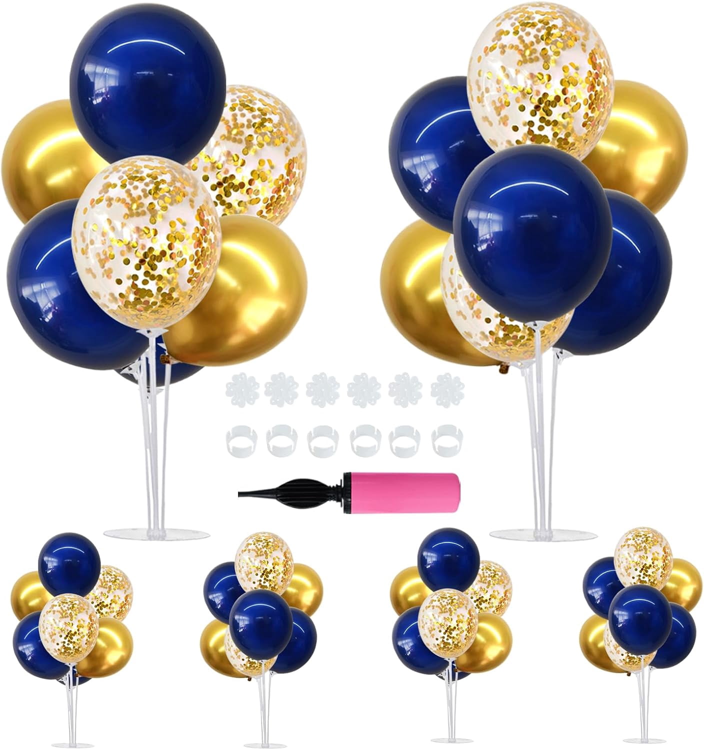 6 Set Navy Blue Gold Balloons Stand Balloon Centerpieces for Table ...