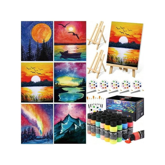 6 Set Paint And Sip Kit Adults 8x 10 Pre Drawn Canvas Painting DlY ...