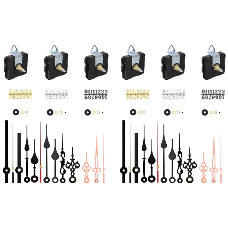 6 Set Quartz Clock Movement Parts with 10 Set Hands Contains Numerals ...