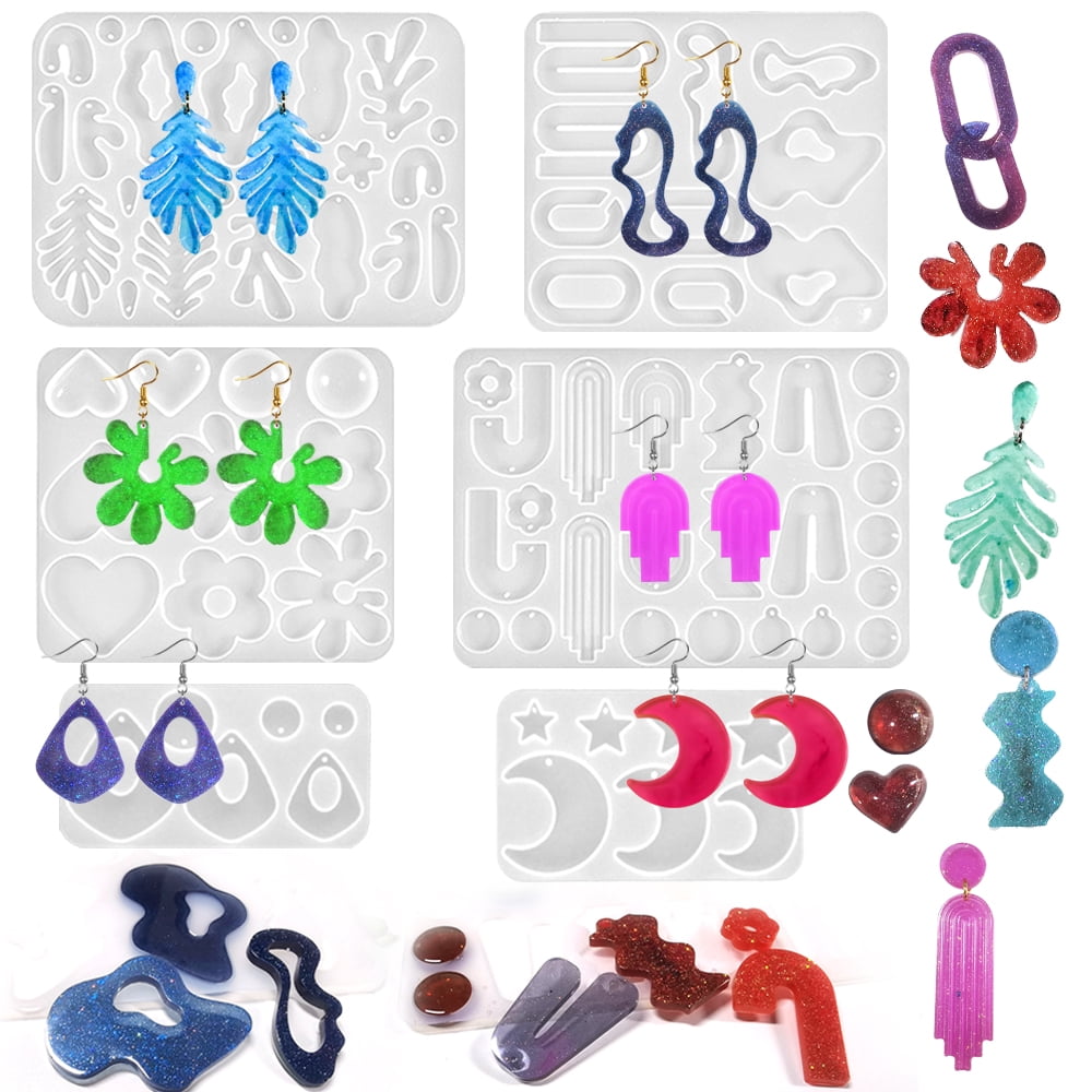 6 Set Resin Mold Jewelry, FineGood Resin Earring Mold Silicone Epoxy ...