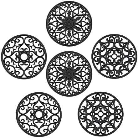 6 Set Silicone Trivet Mats, Multi-Use Intricately Carved Coasters ...
