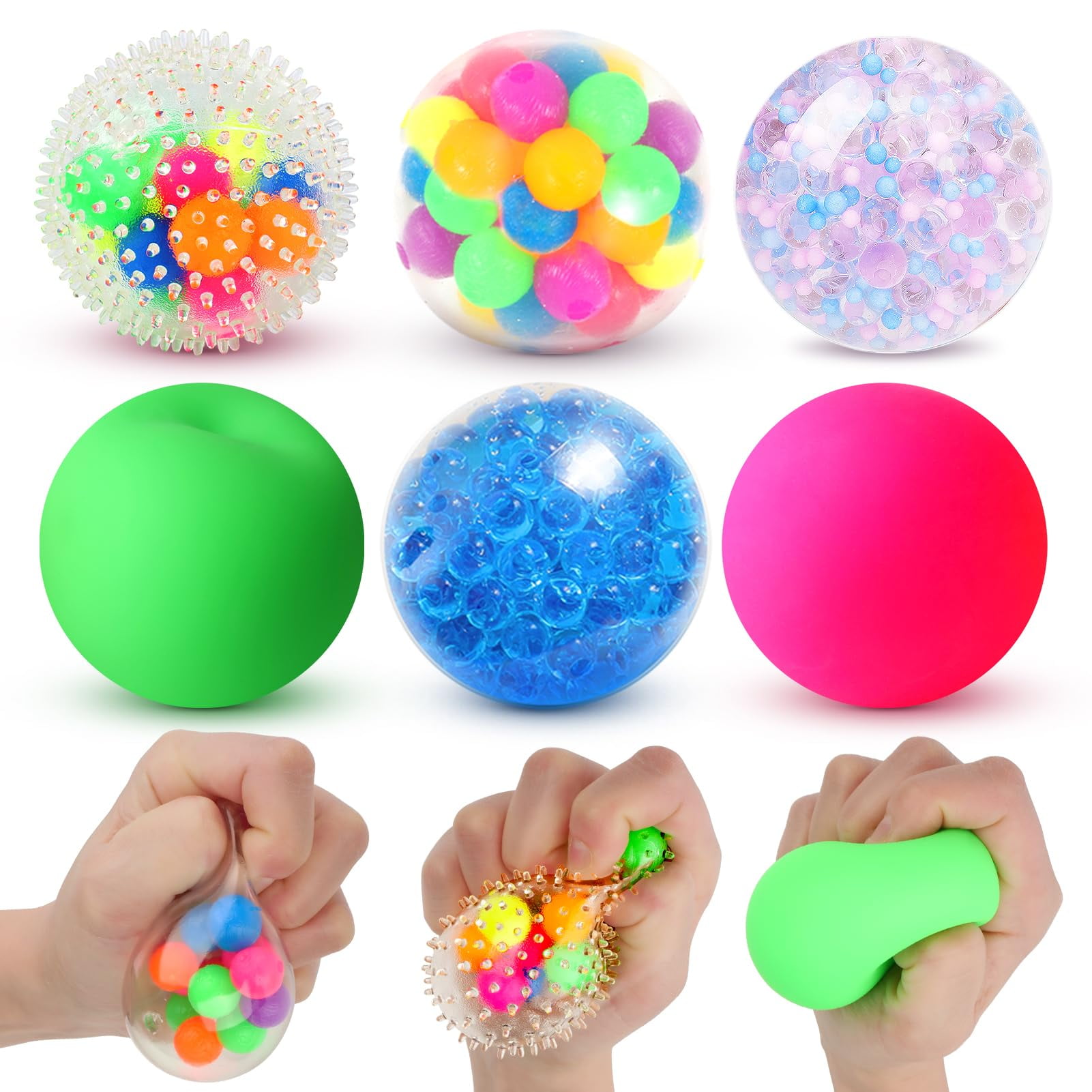 6 Set Squishy Sensory Stress Squeezing Balls for Adults: Best Calming ...