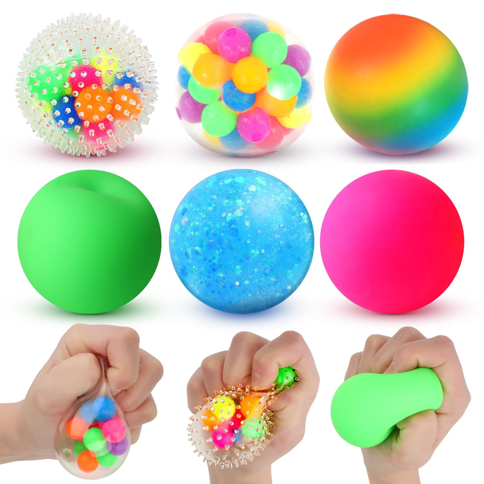 6 Set Squishy Sensory Stress Squeezing Balls forAdults: Best Calming Tool to Relieve Anxiety ...