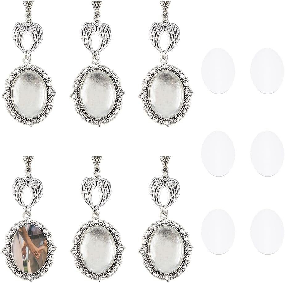 6 Set Wedding Bouquet Photo Charm Angel Wings Heart Wedding Bouquet Pendants Bridal Bouquet ...