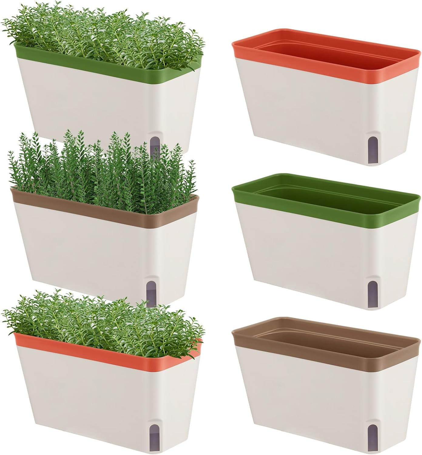6 Set Window Herb Planter Box Self Watering Plant Pots 10.6 Inch ...