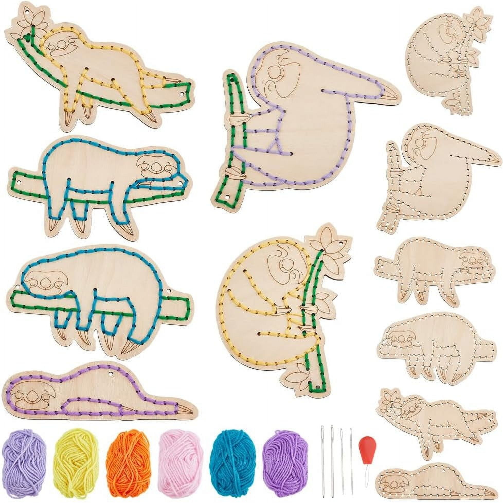 6 Set Wooden Threading Decoration Kits Sloth Shaped with Detailed ...