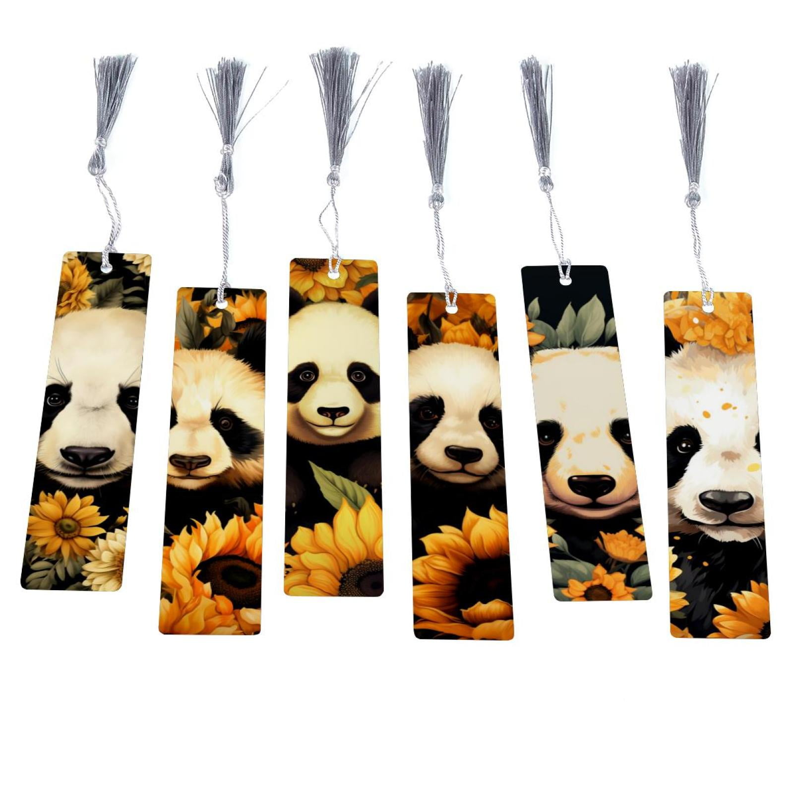 6 Set of Panda Sunflower Metal Bookmarks - Stylish and Practical Book ...