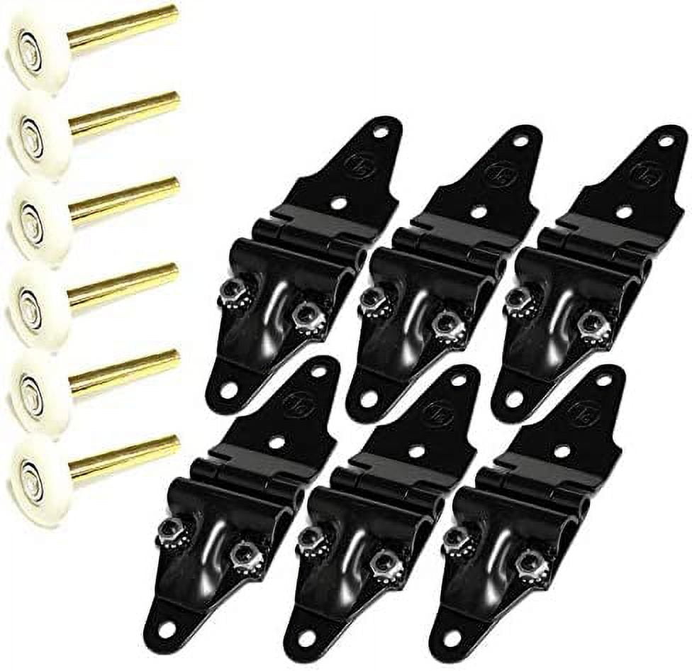 6 Set x Transglobal Mild Steel Roll Up End Hinge (Black)+Nylon Roller ...