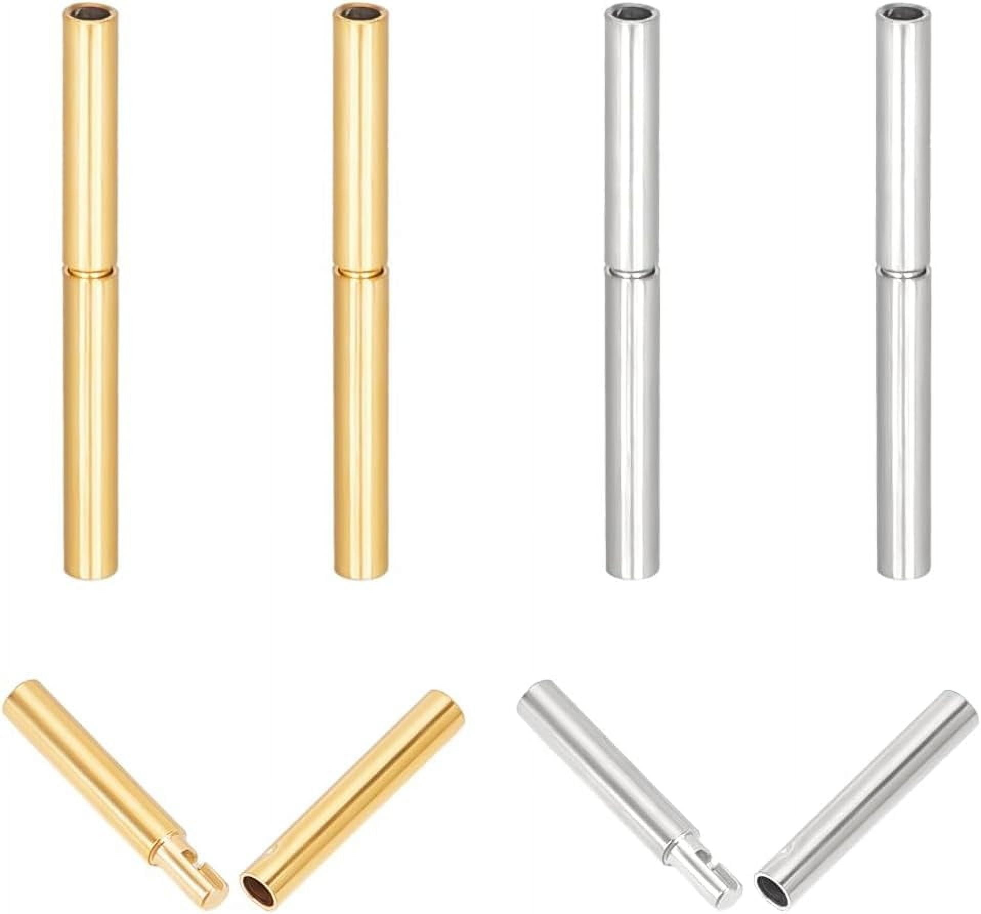 6 Sets 2 Colors Cylinder Bayonet Push Clasps Stainless Steel Cord End ...