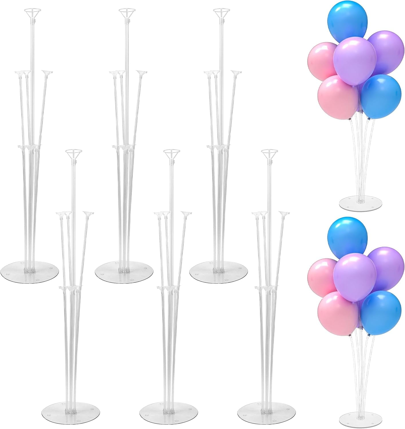 6 Sets 28 Inch Balloon Stand Kit, Balloon Holder Stickers Table ...