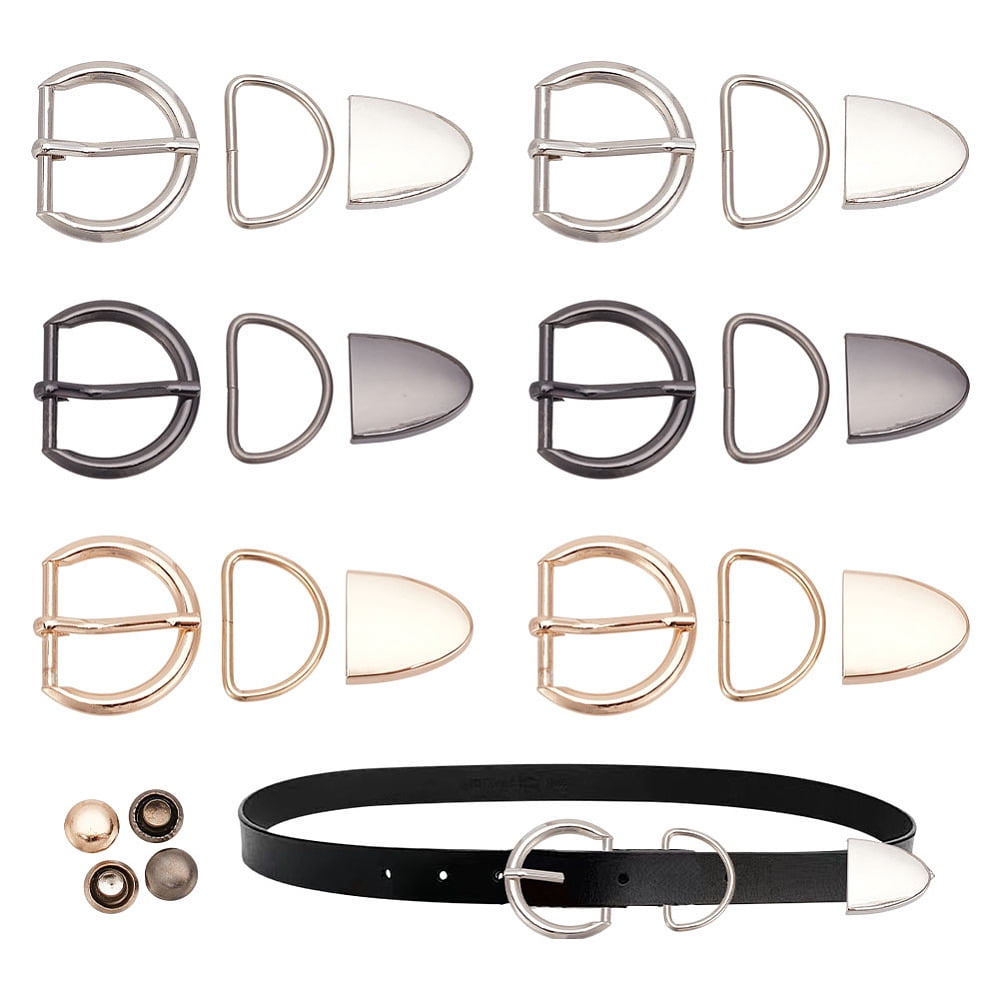 6 Sets 3 Colors Belt Alloy Buckle Sets with Roller Buckle D Rings ...