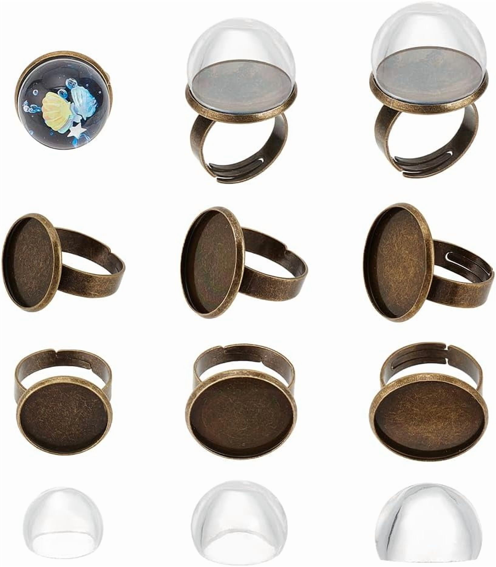 6 Sets 3 Sizes Cabochon Ring Blanks Bronze Blank Dome Ring Tray ...