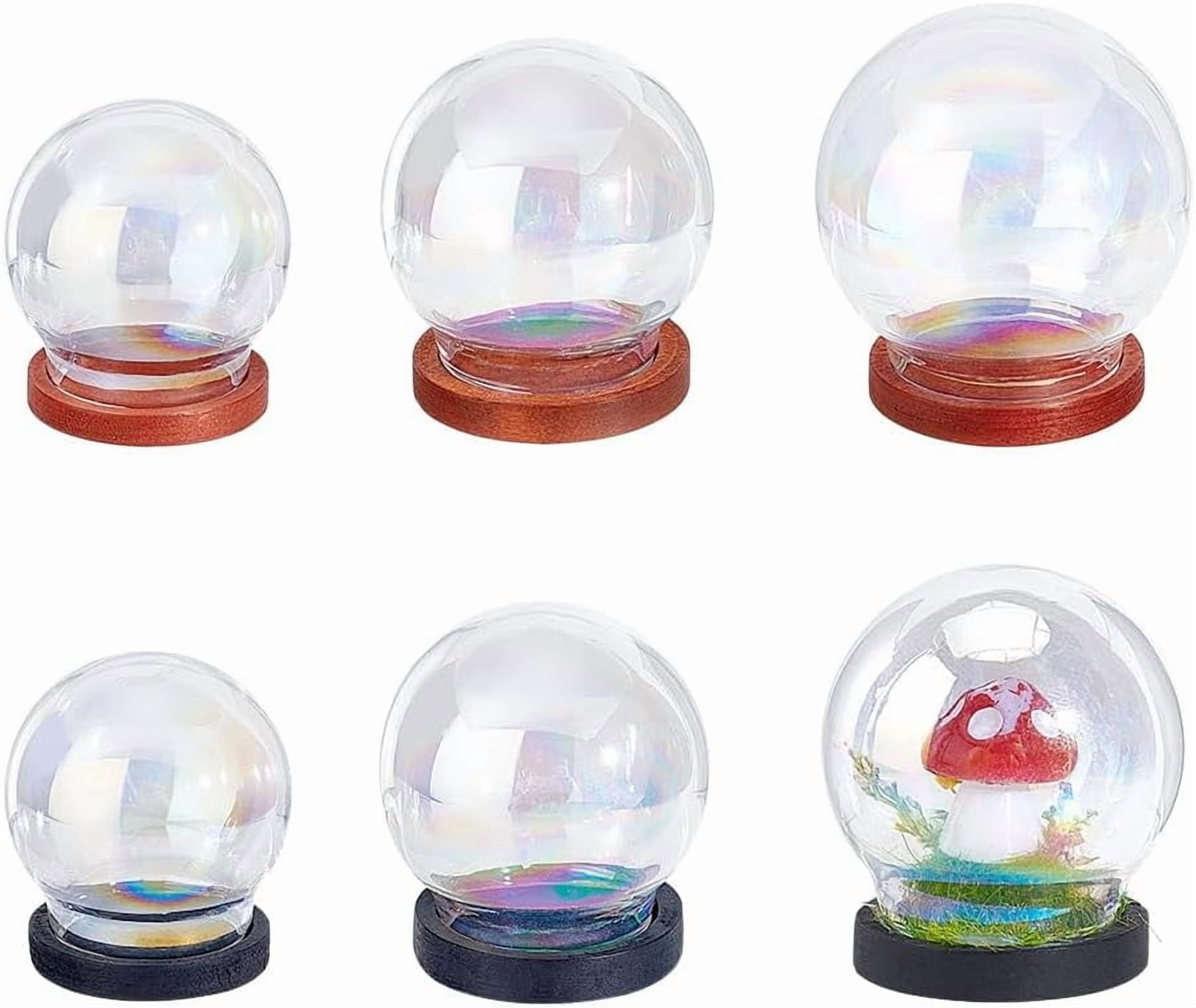 6 Sets 3 Sizes Mini Glass Dome Ball-Shaped Clear Glass Display Dome ...