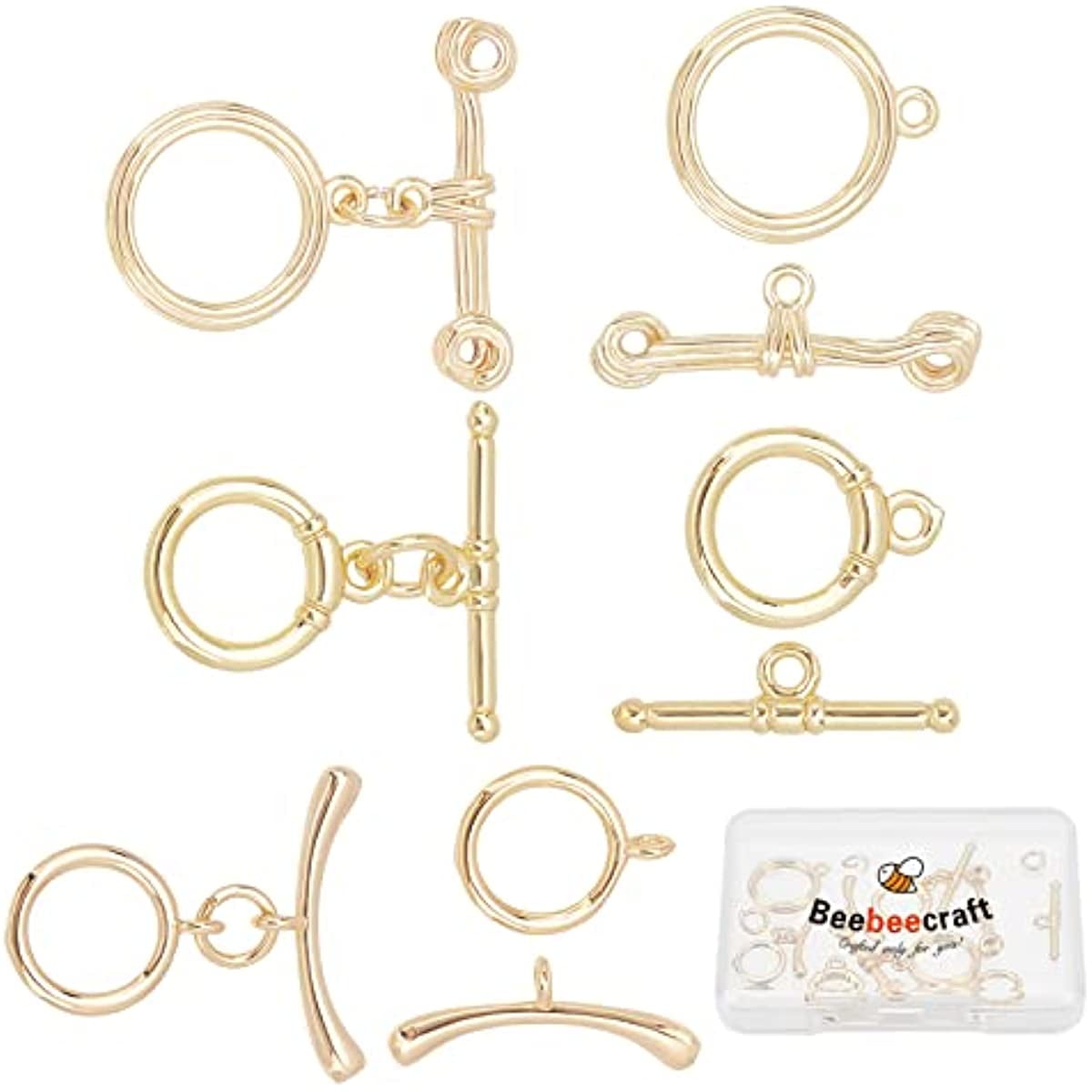 6 Sets 3 Style 18K Gold Plated Toggle Jewelry Clasps Connectors Round ...
