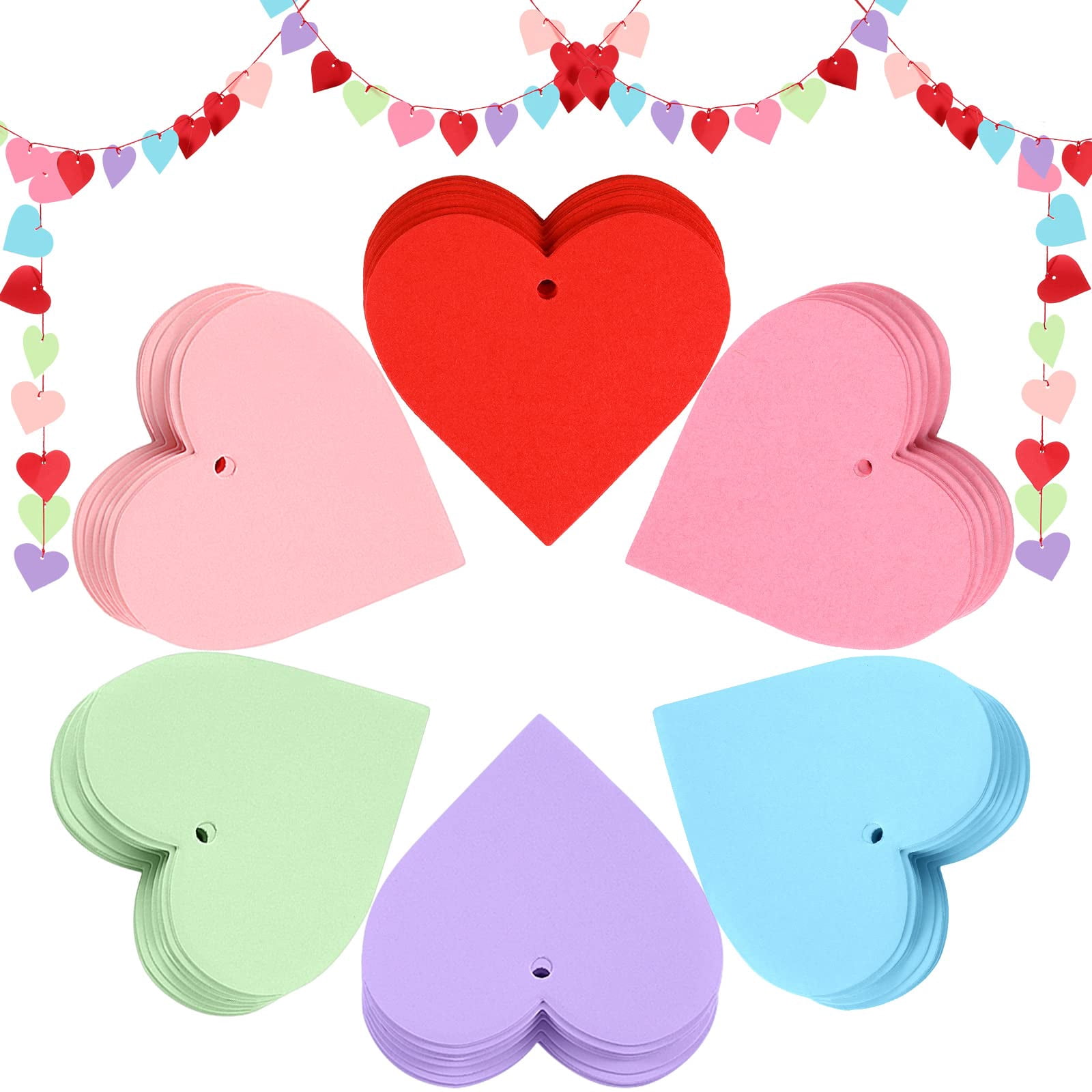 6 Sets 300 Pieces STF9 Valentine Heart Shape Paper Blank Heart Confetti ...