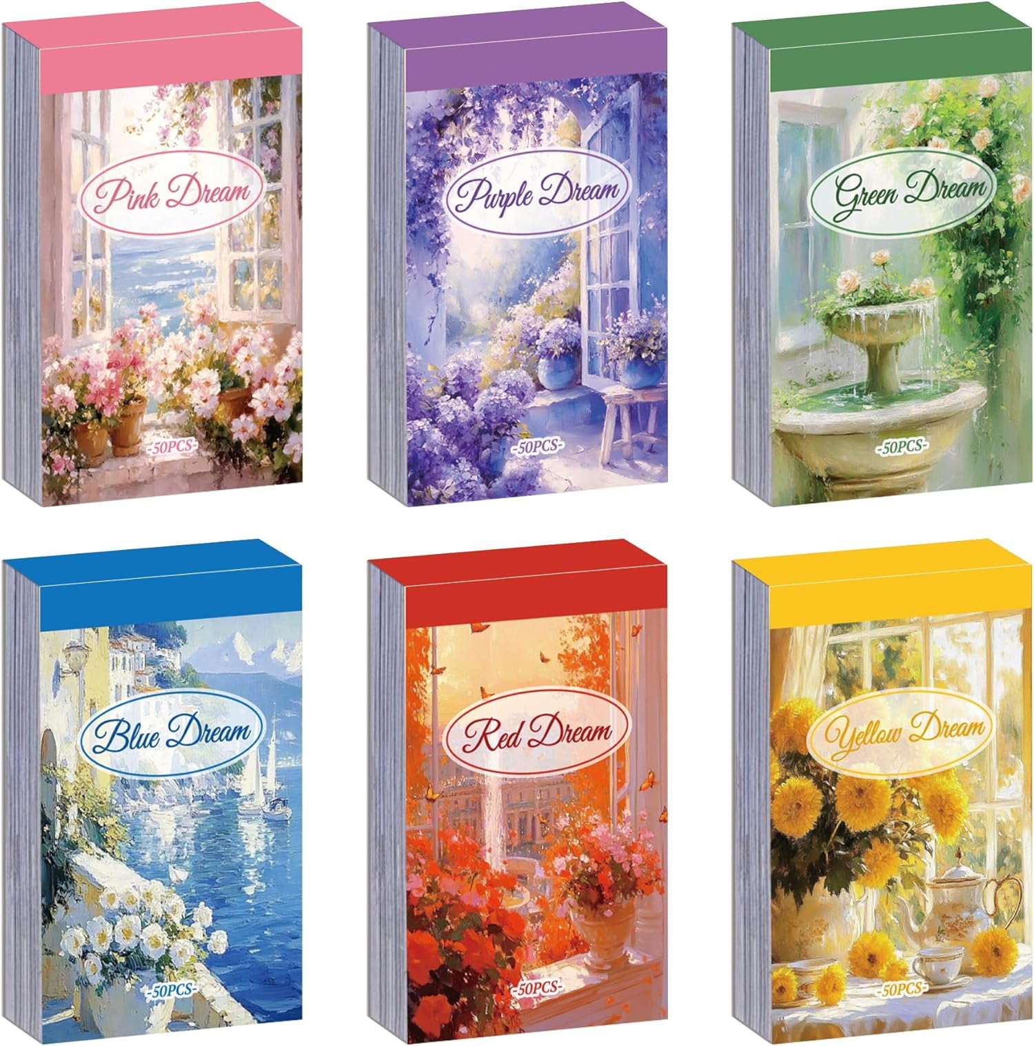 6 Sets 300 count Washi Stickers Set Colorful Dreams Sticker Book for ...