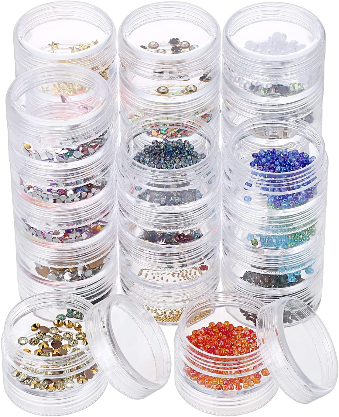 6 Sets 5 Layers Plastic Round Storage Containers Small Art Craft ...