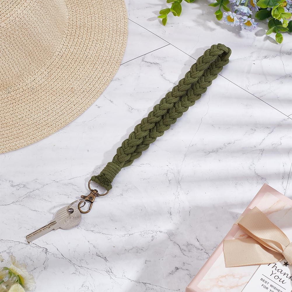 6 Sets 6 Colors Macrame Keychain Kit Boho Macrame Wristlet Keychain Kit for Adults Beginners ...