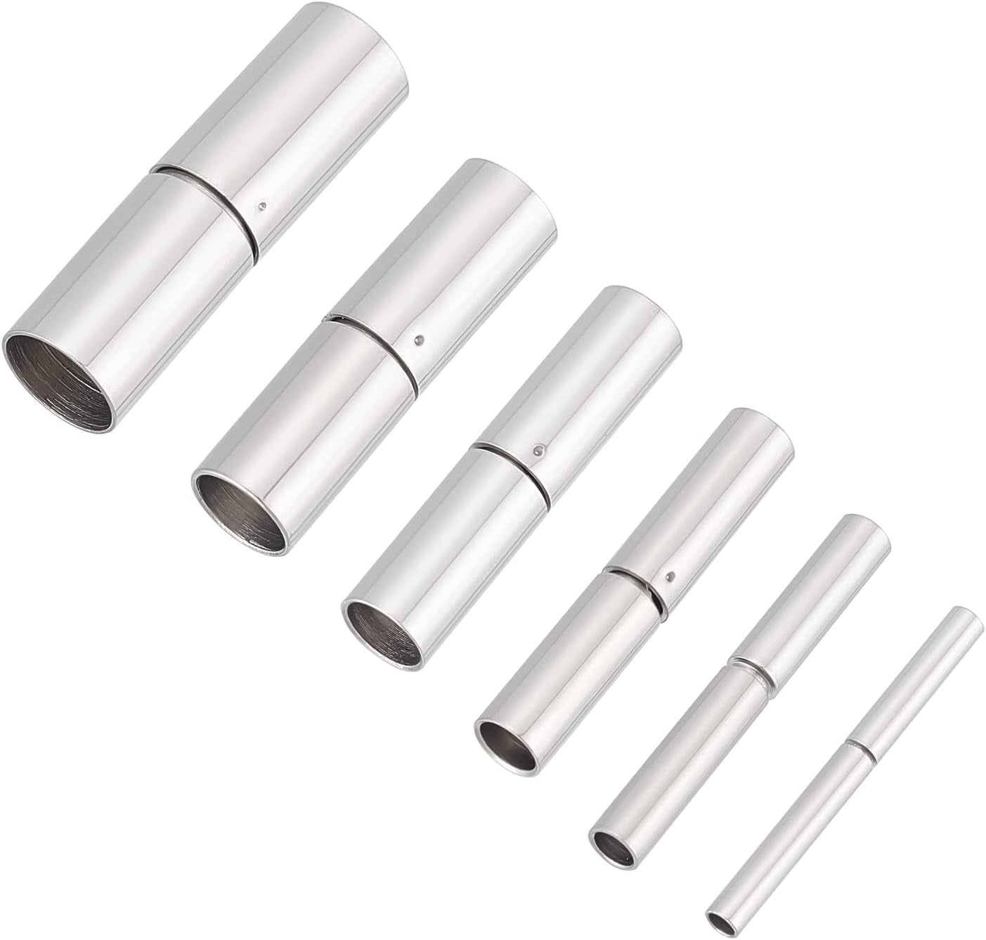 6 Sets 6 Sizes Bayonet Clasps 304 Stainless Steel Cord End Caps 1.3~6mm ...