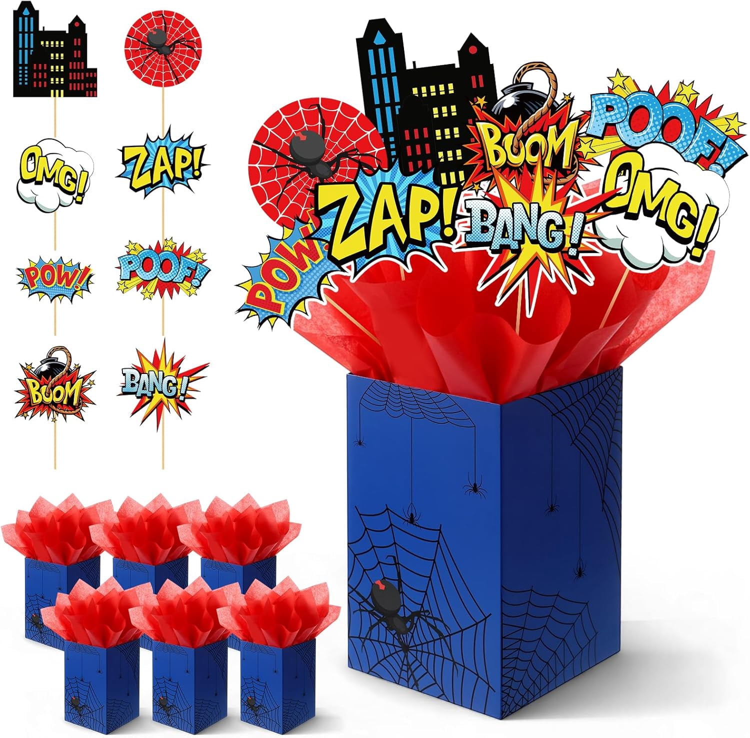 6 Sets 74 Pcs Spider Party Centerpieces Spider themed Party Decorations ...