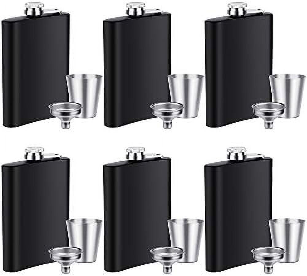 6 Sets 8 Ounce Stainless Steel Hip Flask Fluid-tight Flask Set with 6 ...