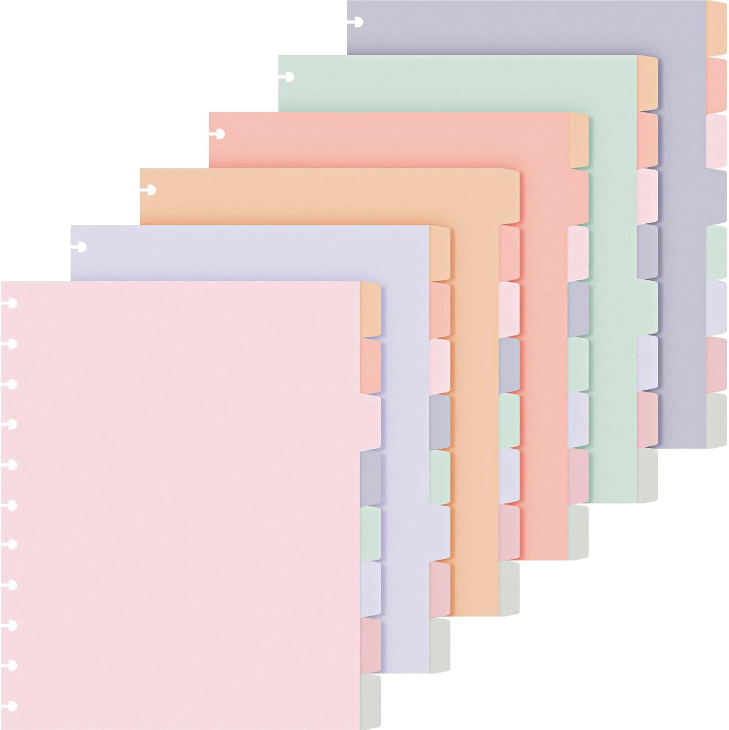 6 Sets 8 Tab Discbound Dividers 8.5 x 11 Inch Letter Size Plastic ...