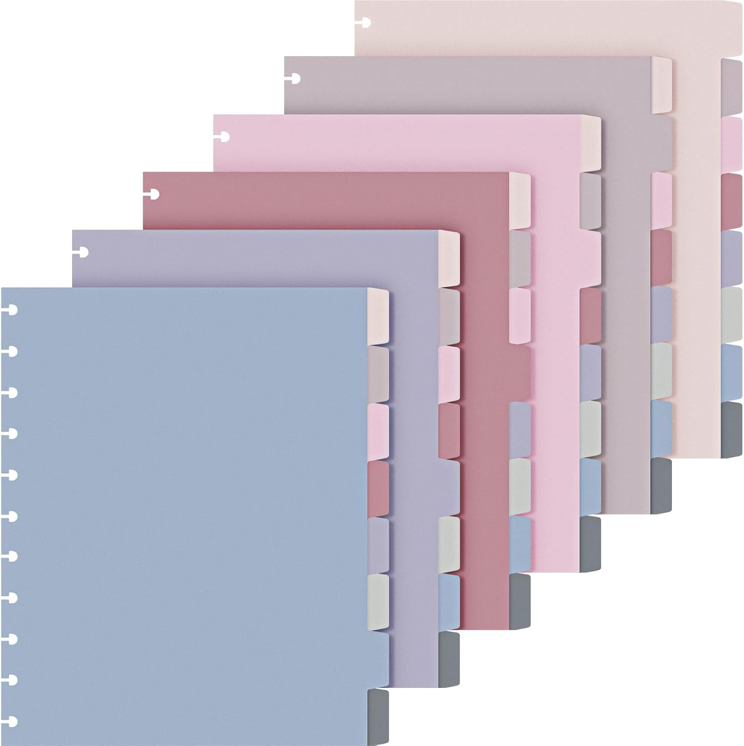 6 Sets 8 Tab Discbound Dividers 8.5 x 11 Inch Letter Size Plastic ...