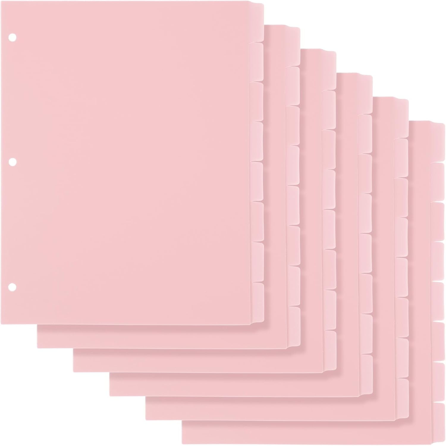 6 Sets 8 Tab Pink Binder Dividers for 3 Ring Binders 8.5 x 11 Inch ...