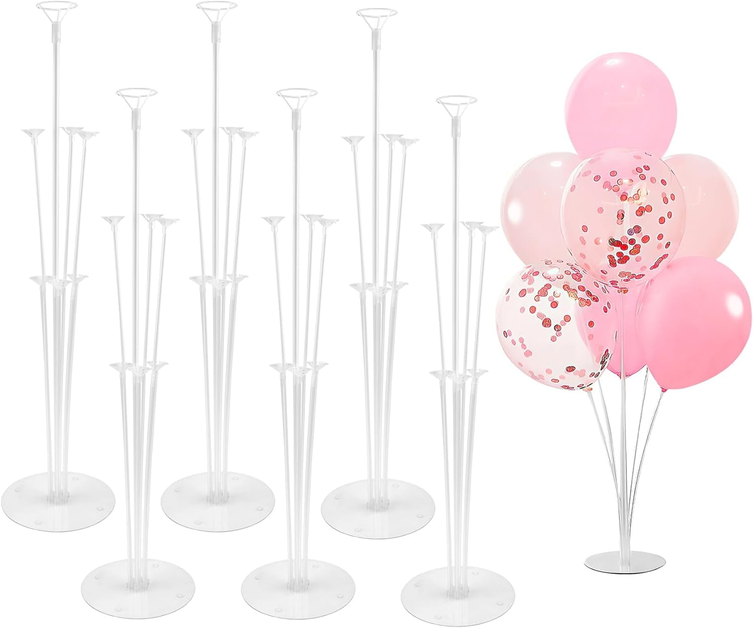 6 Sets Balloon Sticks with Base for Table Stand Kit Stands Floor Arch ...