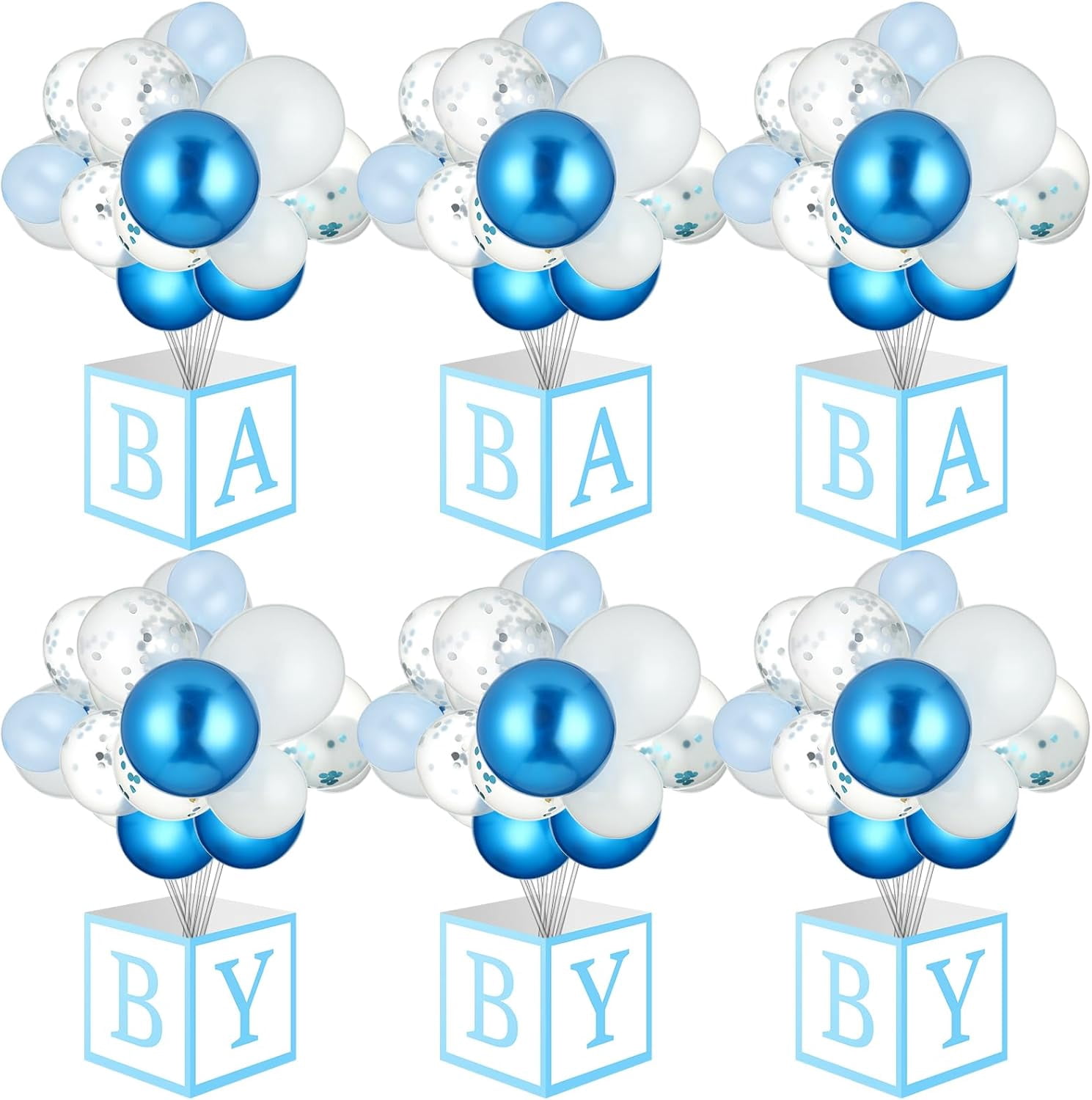 6 Sets Blue Boy Baby Shower Table Centerpiece with Paper Letter Boxes ...