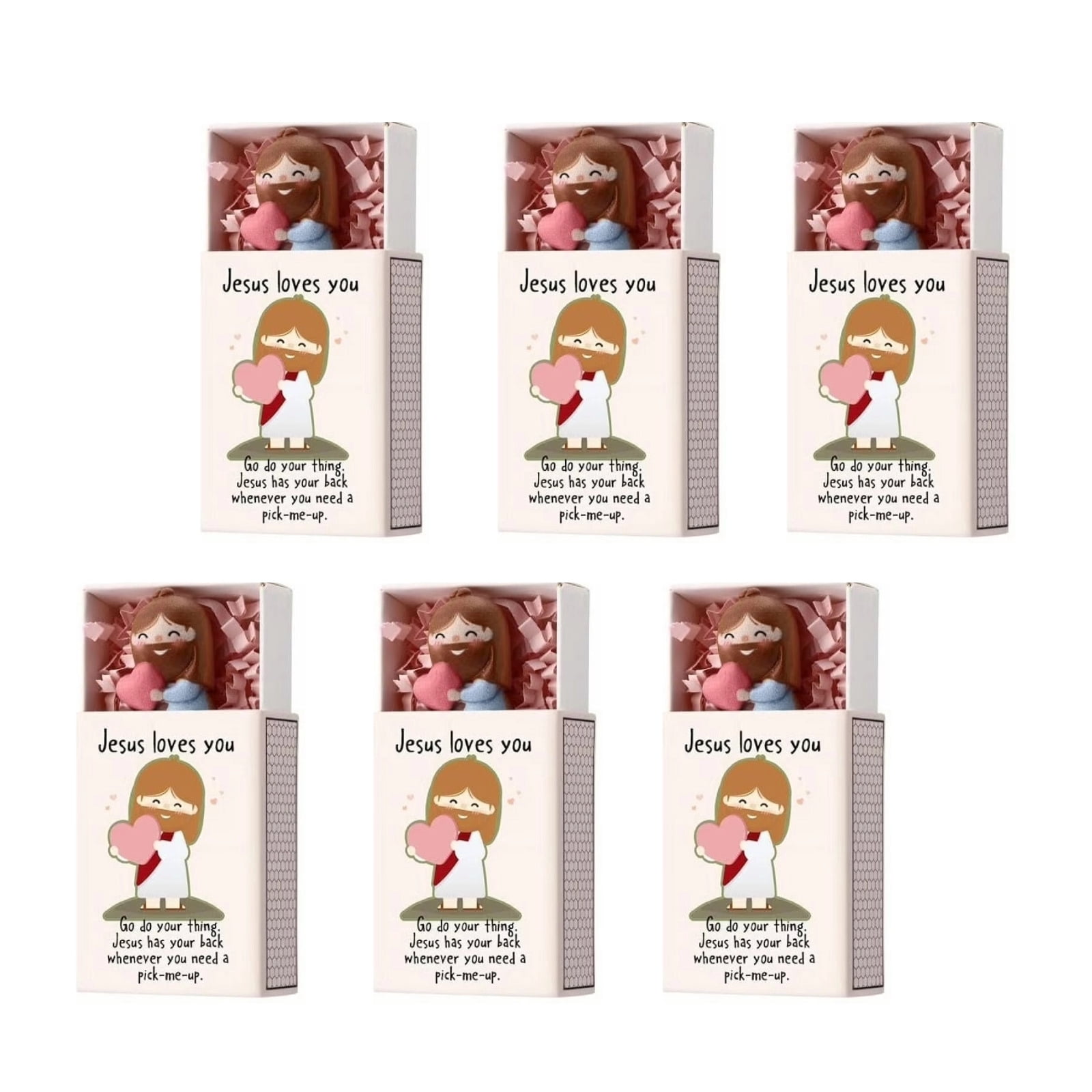 6 Sets Christian Valentine Gift Bulk Mini Jesus Loves You Figurines ...