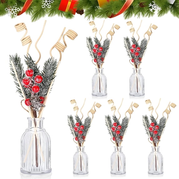 6 Sets Christmas Reed Diffuser Bottles Empty Essential Oil Glass ...