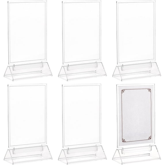 6 Sets Clear Acrylic Sign Holder Table Menu Display Stand Wedding ...